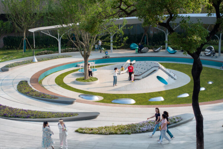 concentric pathways and gardens encircle HID's connective urban node in ...