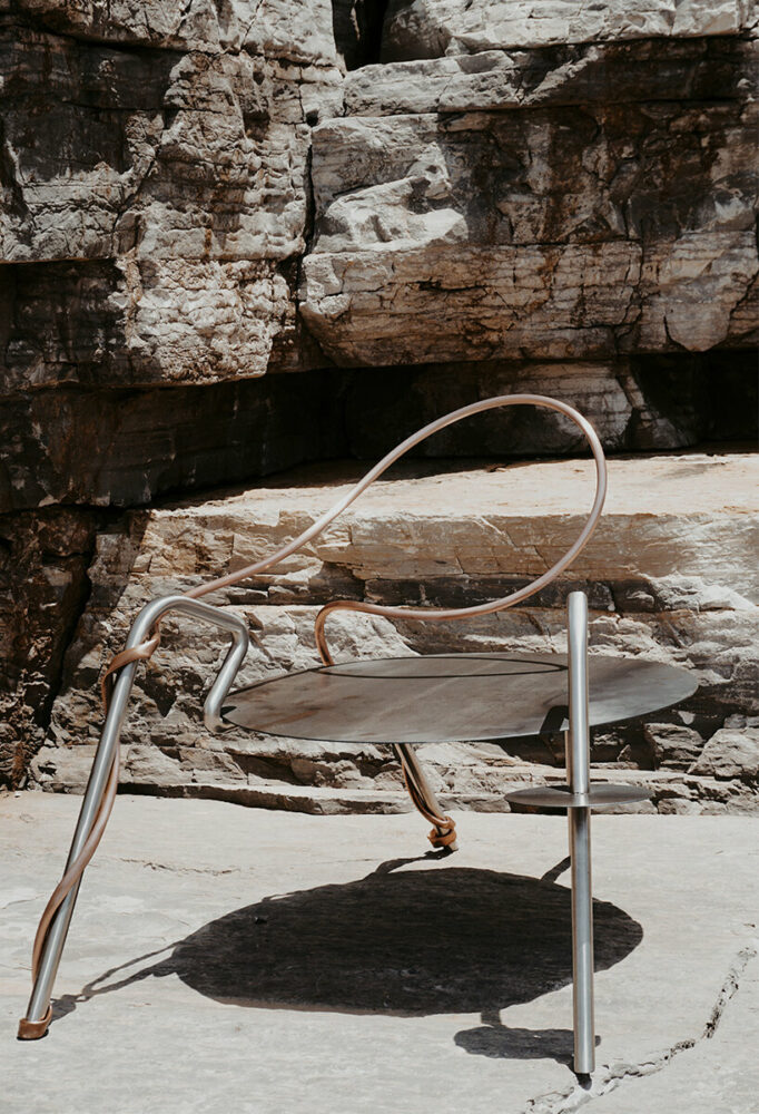 single-stroke cu.01 chair rethinks seating through metallic textures ...