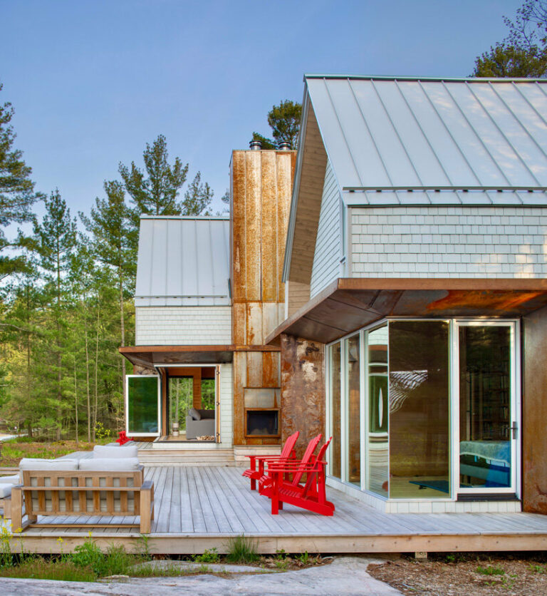 undulating shoreline envelops six mile lake cottage by BLDG workshop