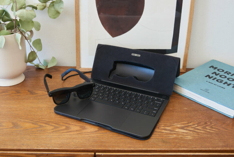 AR laptop with glasses projects floating screens before users’ eyes for ...