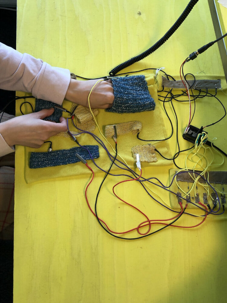 e-textiles make sounds like electronic musical instruments when users ...