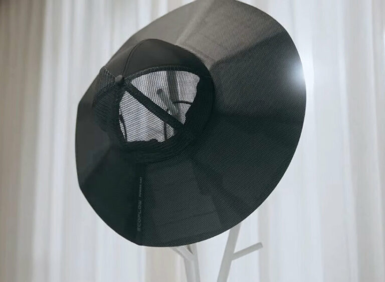ecoflow’s power hat has solar panels so users can charge their devices ...