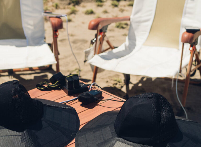 ecoflow’s power hat has solar panels so users can charge their devices ...