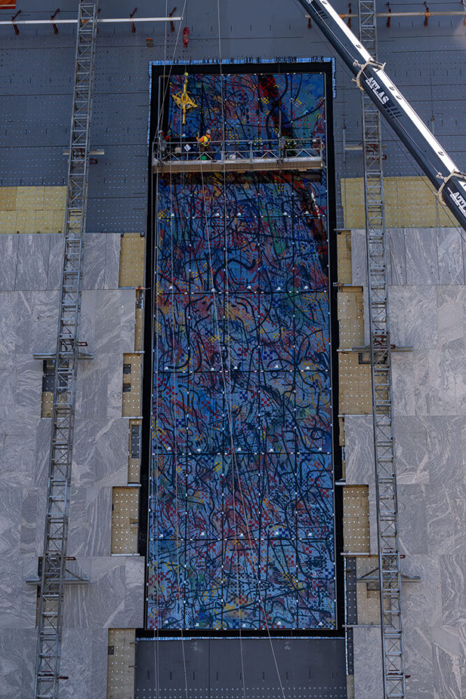 julie mehretu installs colossal painted glass window at obama ...