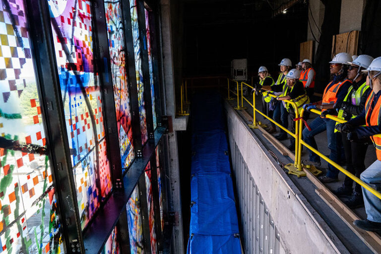 julie mehretu installs colossal painted glass window at obama ...