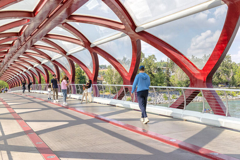 calatrava's twisting peace bridge captured in new photographs