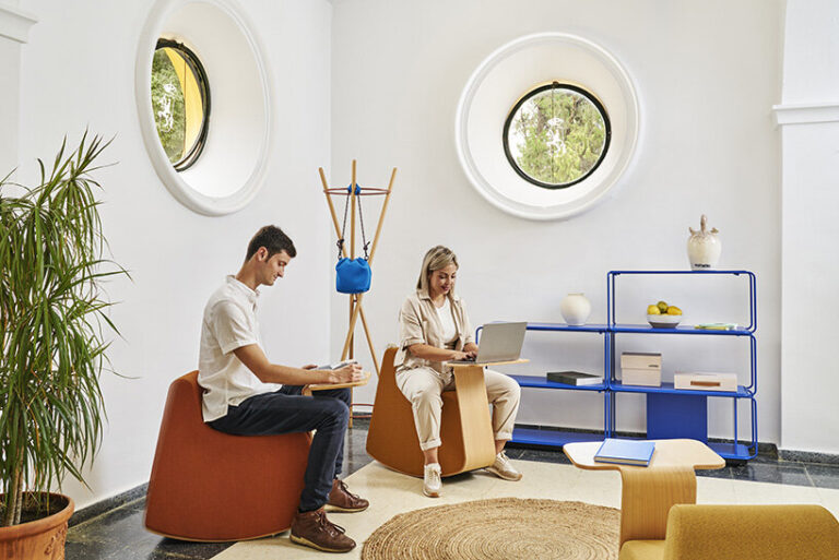 rocking pouffe-table hybrid by dsignio redefines workspaces with a ...