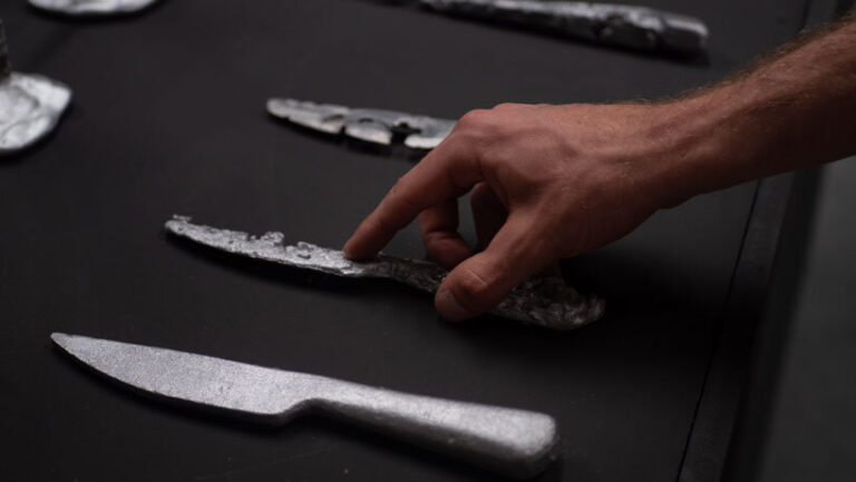 plastic-eating worms sculpt molds for arnaud tantet's metal utensils at ...