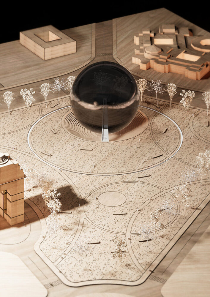 large black sphere hovers over memorial in xidian wang’s museum of ...