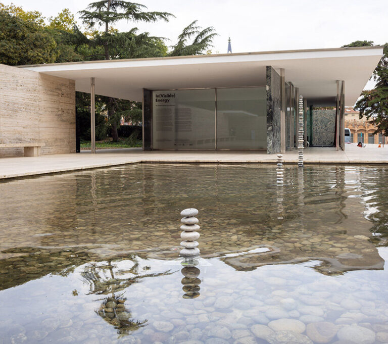 levitating pebble installation defies gravity at mies van der rohe's ...