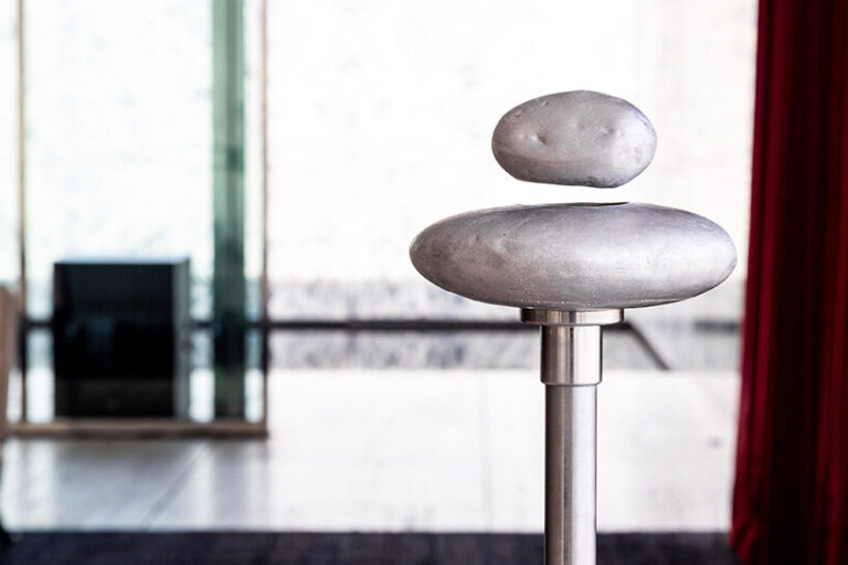 levitating pebble installation defies gravity at mies van der rohe's ...