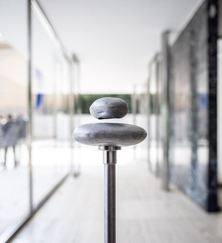 levitating pebble installation defies gravity at mies van der rohe's ...