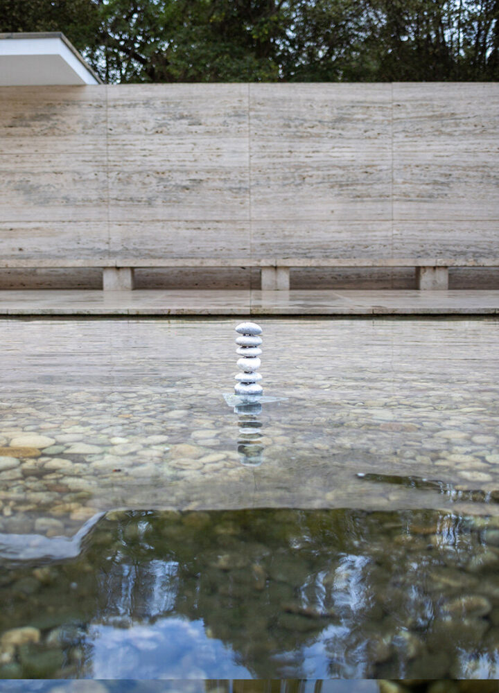 levitating pebble installation defies gravity at mies van der rohe's ...
