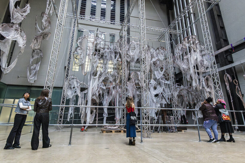 mire lee turns tate modern's turbine hall into factory of skin-like ...