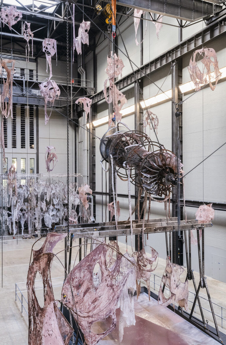 mire lee turns tate modern's turbine hall into factory of skin-like ...