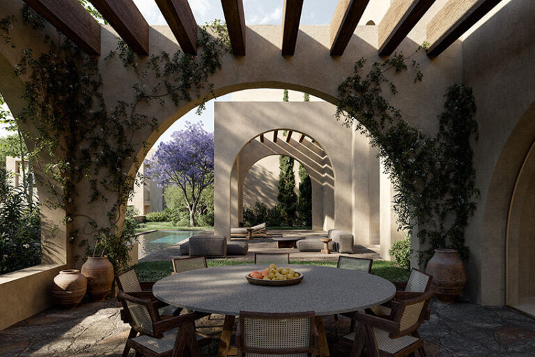 traditional arches by oppenheim architecture shape villas complex on ...