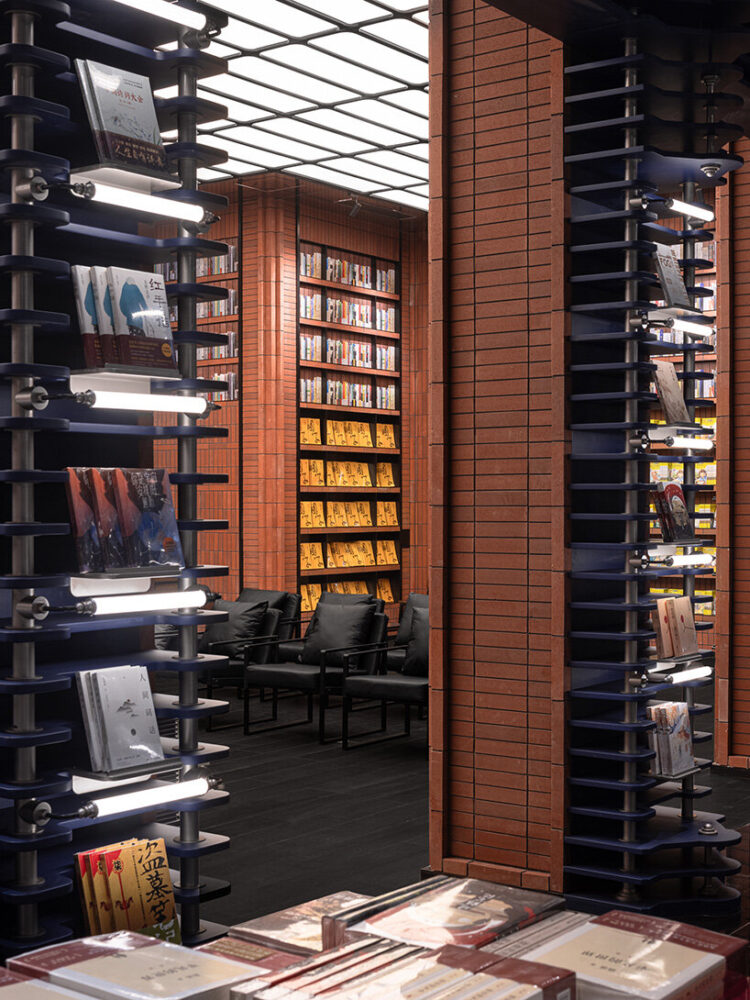 waves of custom-designed bricks ripple inside chinese bookstore by x+living