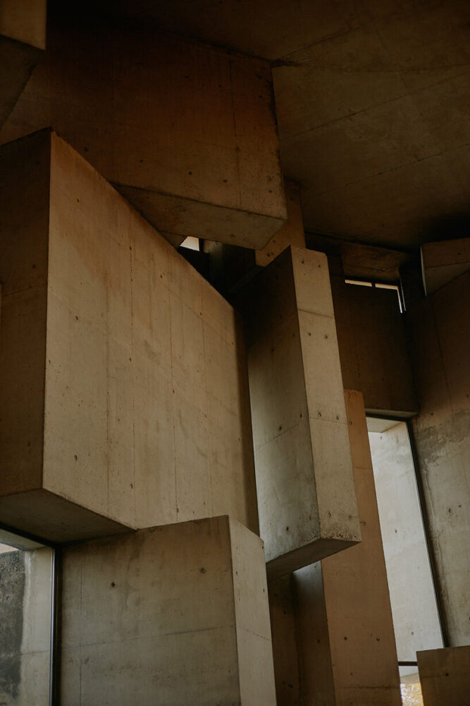 david altrath's lens frames raw concrete blocks in austrian church