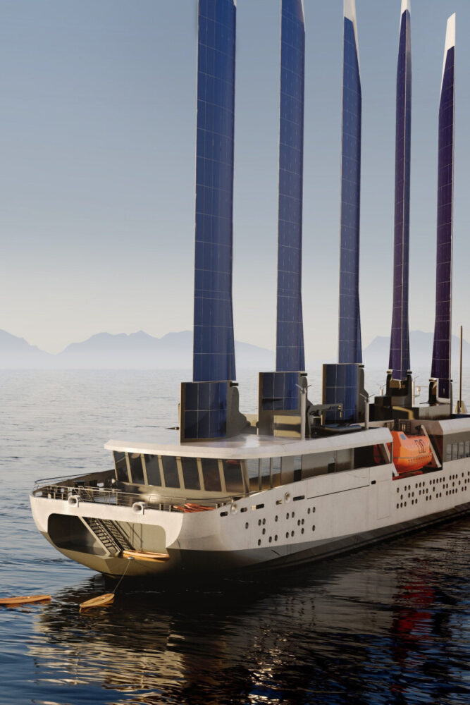 selar cruise ship wraps retractable sails in solar panels to harness ...