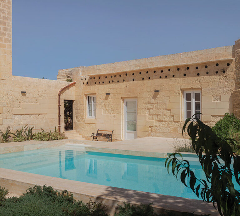 stone screen shields 18th-century palazzino in malta by AP valletta