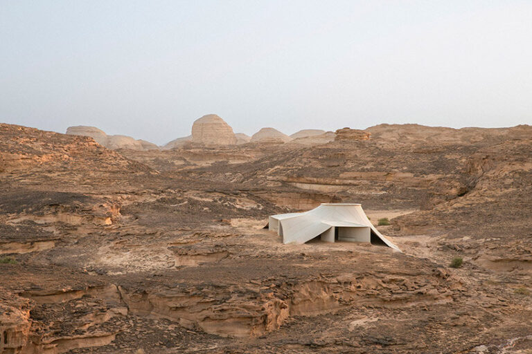 clover studio mimics bedouin tents, scattering hegra viewpoints across ...