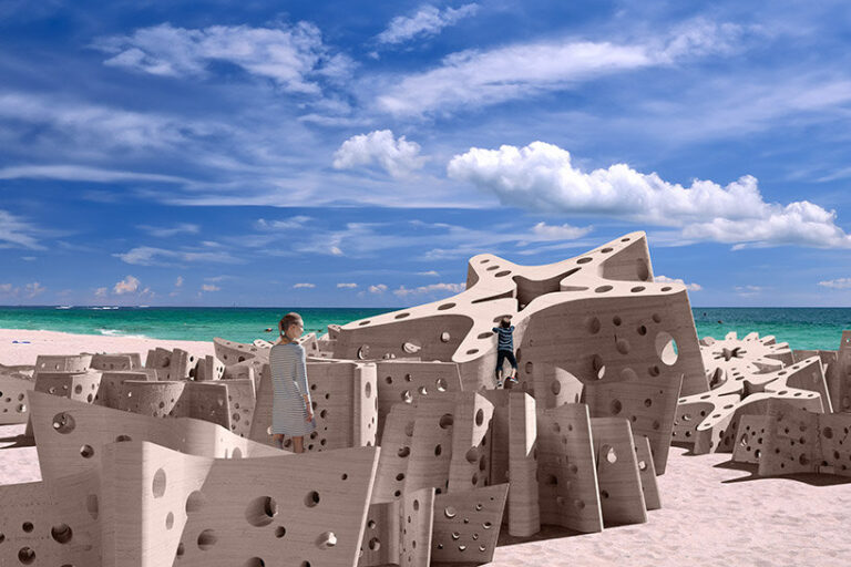3D-printed concrete 'miami reef star' prototype now on display