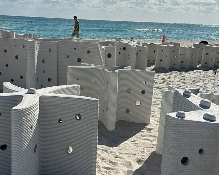 3D-printed concrete 'miami reef star' prototype now on display