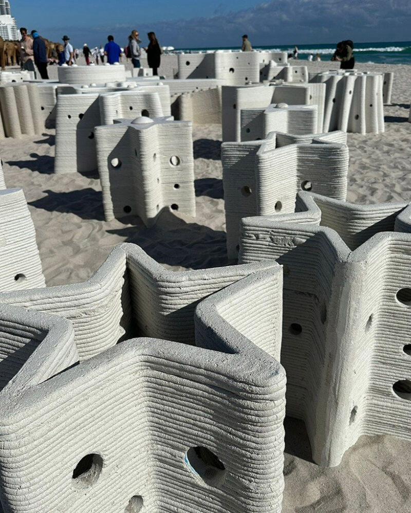 3D-printed concrete 'miami reef star' prototype now on display
