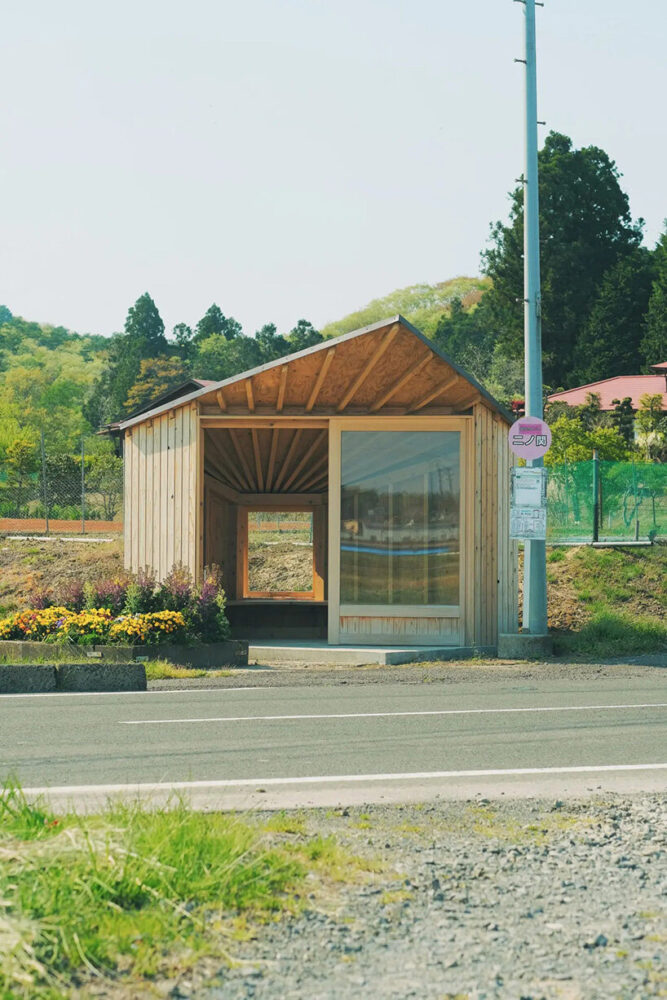 fan-shaped bus stop by ginga architects welcomes schoolchildren in ...