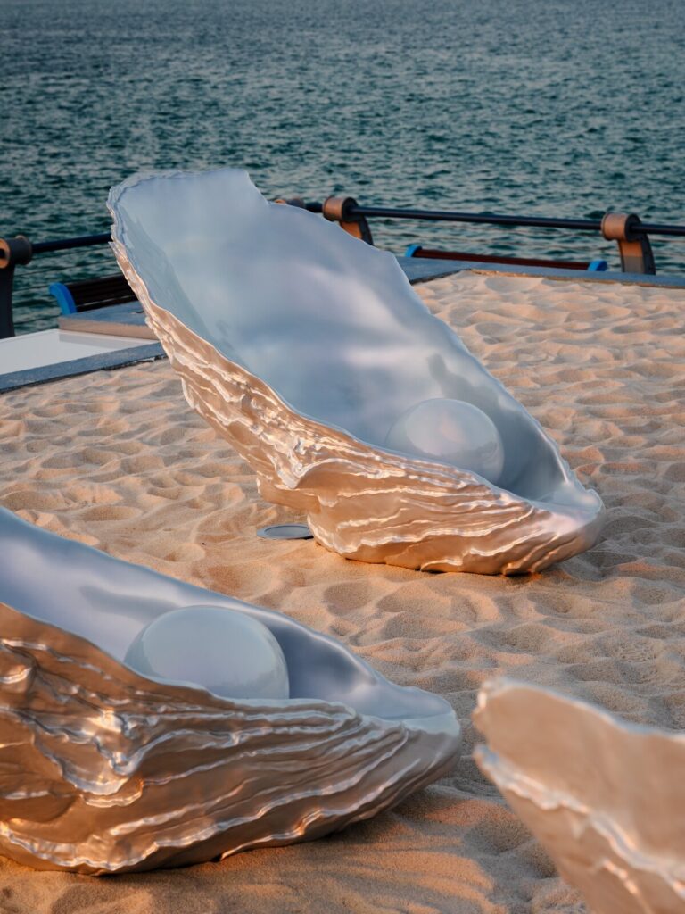 farah al qasimi's oyster sculptures chant along abu dhabi corniche