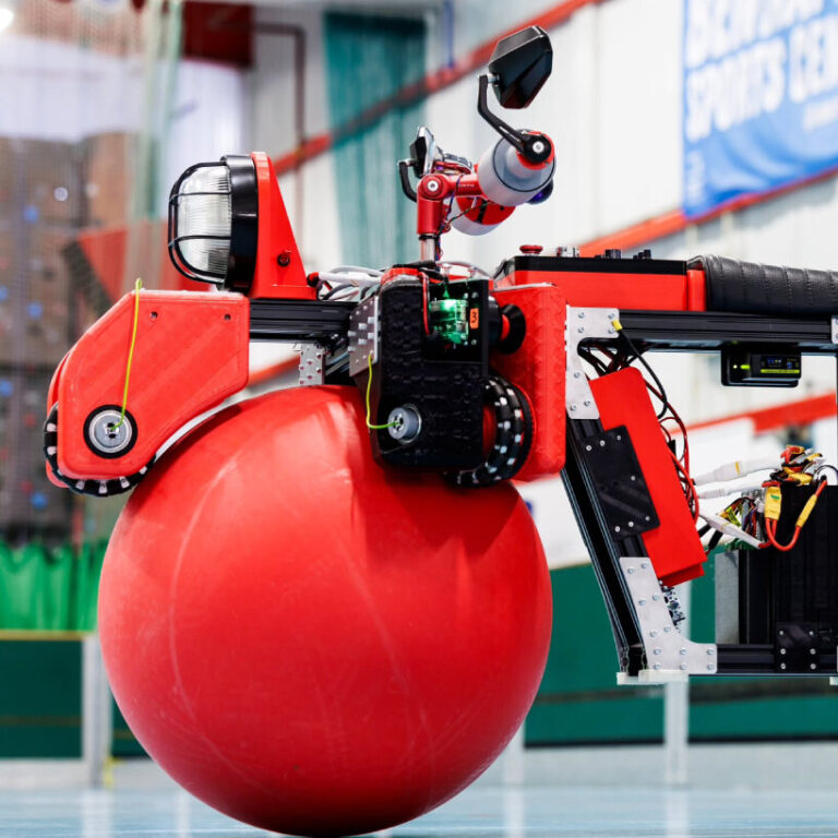 james bruton's omnidirectional bike with trackball wheels can drift