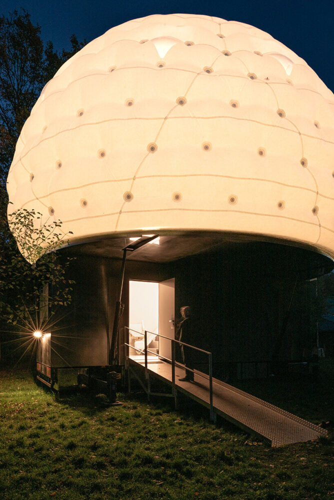 mobile sleeping hut combines stainless steel trailer with double-shell ...