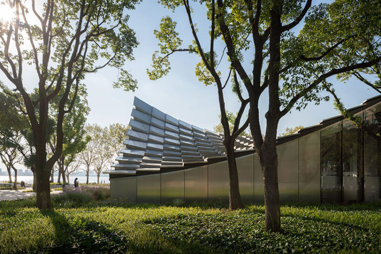BIG unveils jinji lake pavilion with pixelated glass roof on suzhou's ...