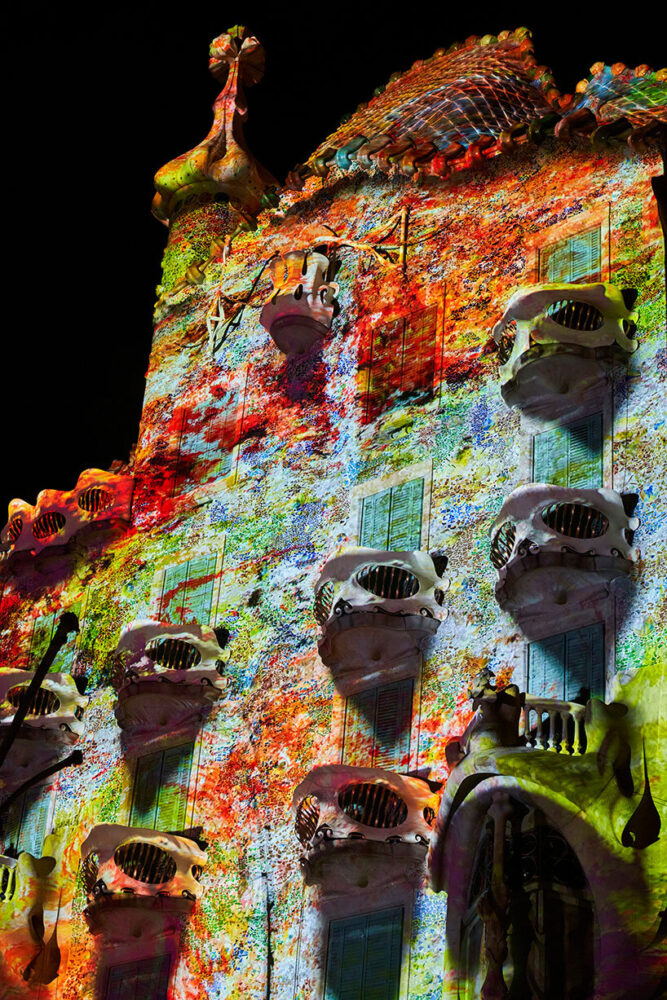 quayola reimagines gaudi’s casa batlló facade with swaying digital arboreal forms