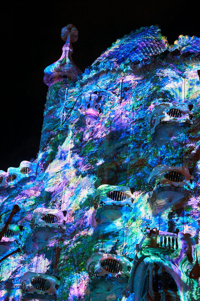 quayola reimagines gaudi’s casa batlló facade with swaying digital arboreal forms