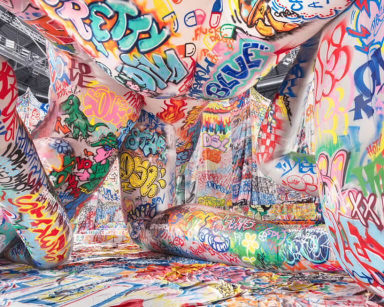 diesel F/W 2025 set takes over inflatable graffiti-covered installation