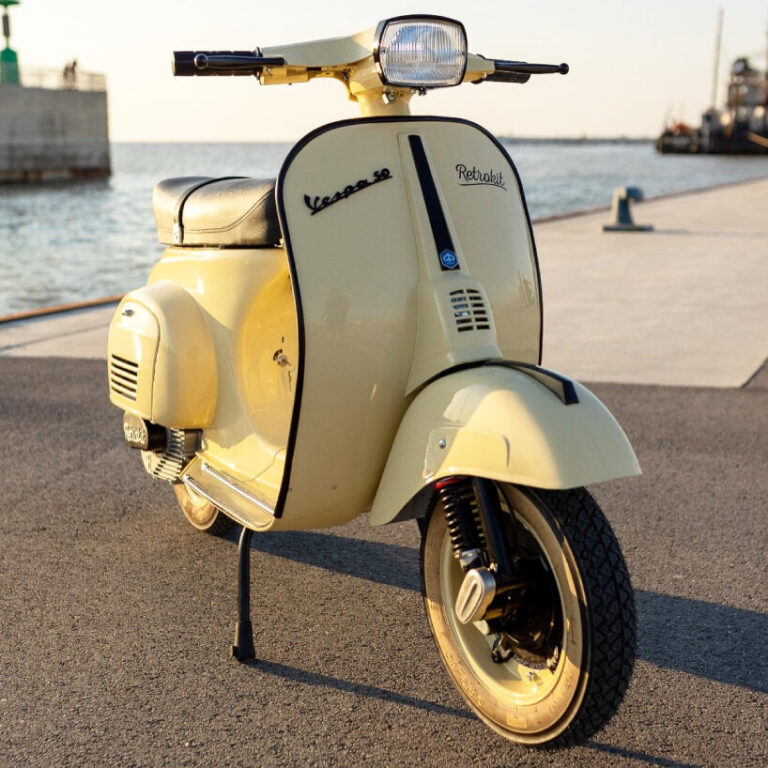 retrokit converts gas-powered vespa into modern electric scooter