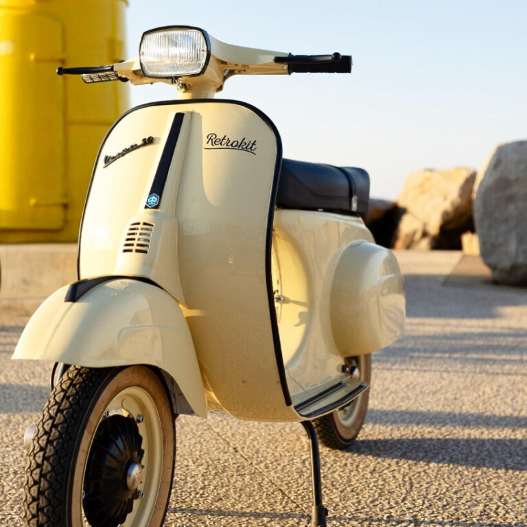 retrokit converts gas-powered vespa into modern electric scooter