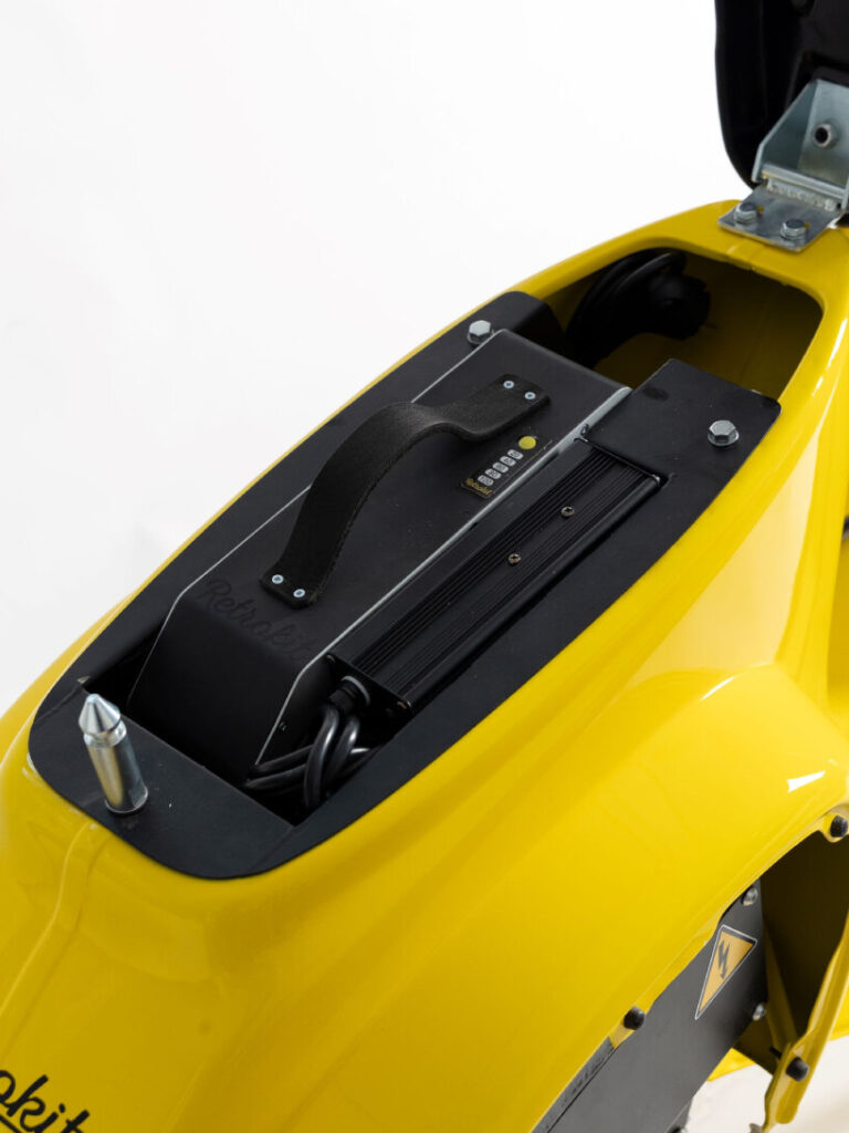 retrokit converts gas-powered vespa into modern electric scooter