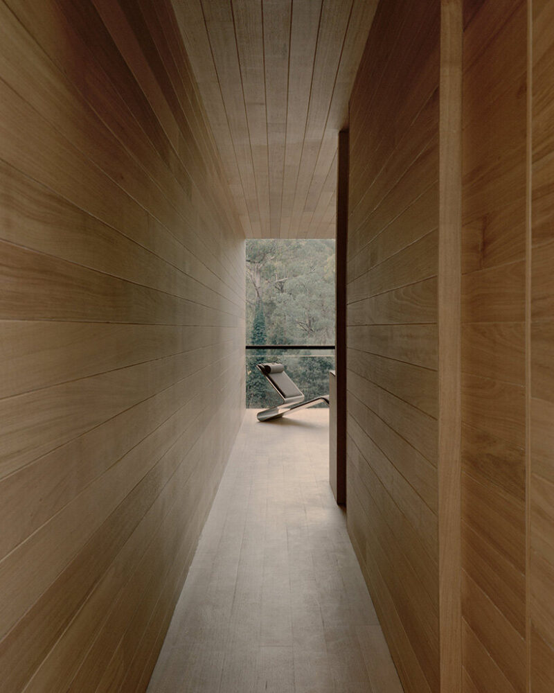 steel slats filter sunlight into robbie walker's sawmill treehouse