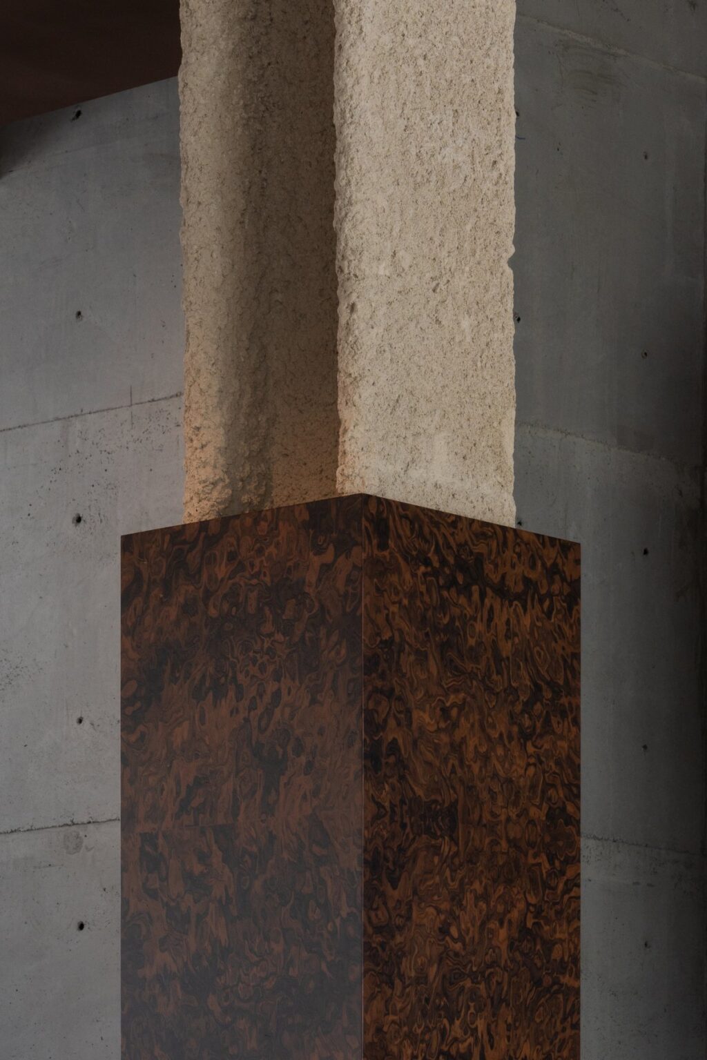 shell+core’s cafe in abu dhabi embraces wabi-sabi and brutalism