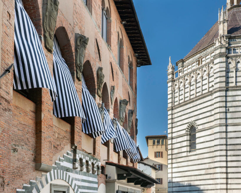 daniel buren's stripy optical interventions take over palazzo in italy