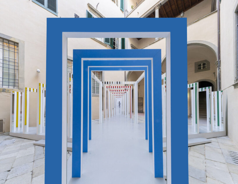 daniel buren's stripy optical interventions take over palazzo in italy