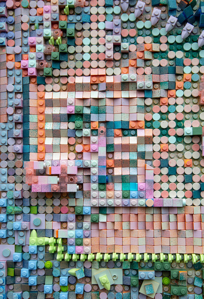 LEGO bricks turn into pigments for modular, abstract compositions by katherine duclos