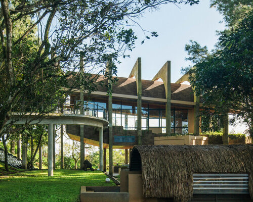 pablo luna studio sculpts 'shell restaurant' from expressive bamboo