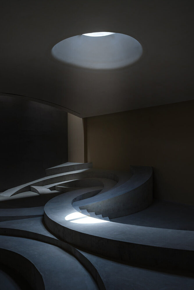 spActrum sculpts multi-centered concrete interior as continuous ...