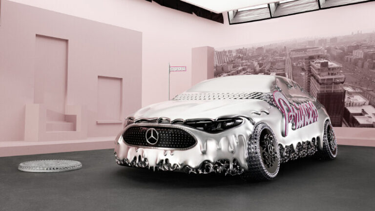 mercedes-benz unveils molten chrome CLA car by ice spice