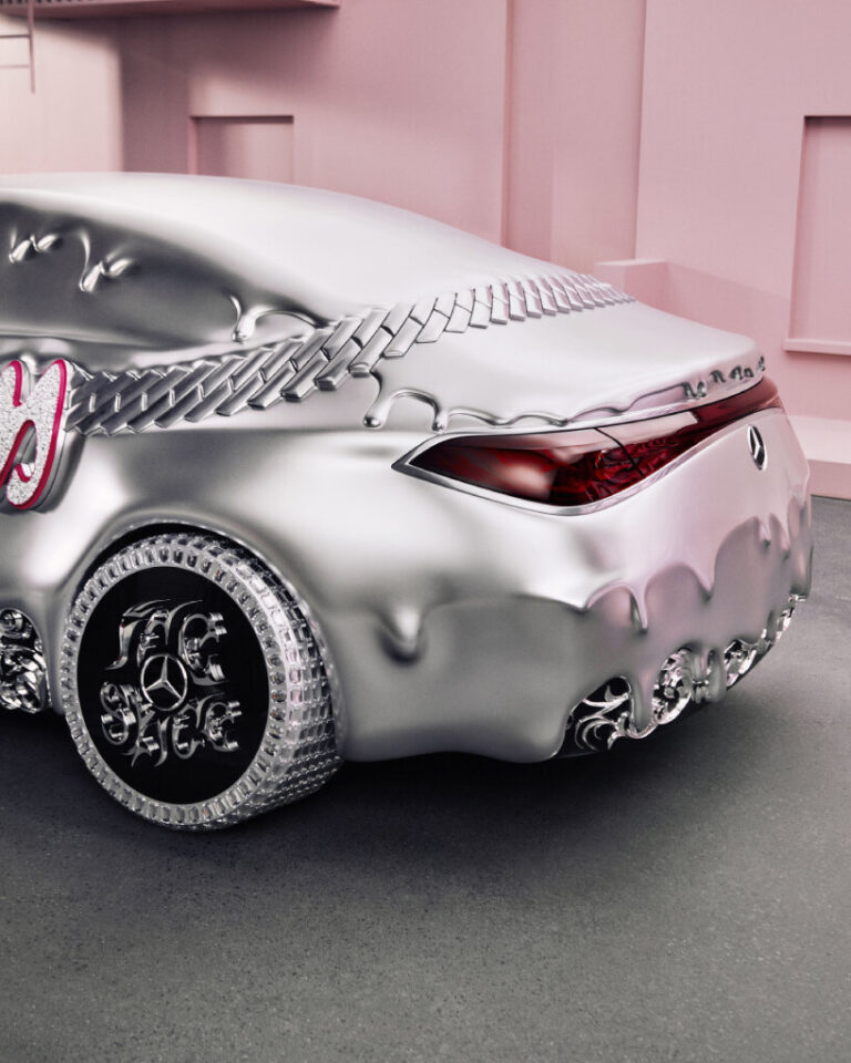 mercedes-benz unveils molten chrome CLA car by ice spice