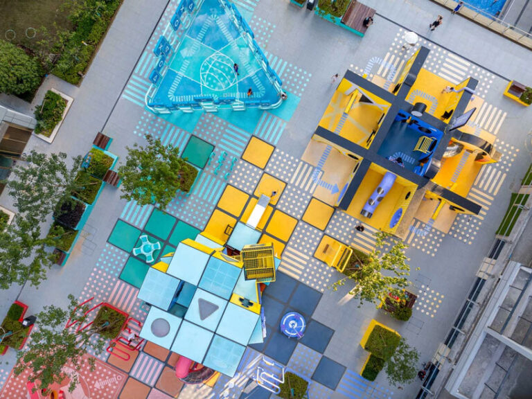 layered geometric rubix square by 100architects blends play ...