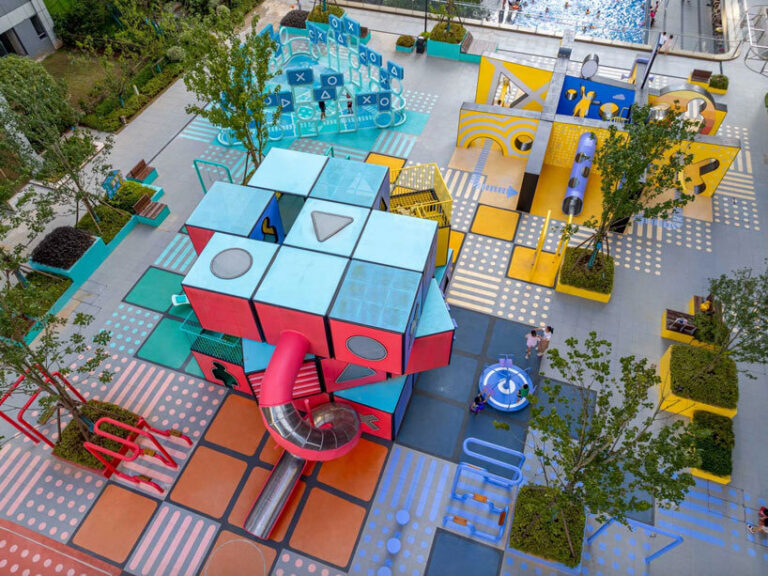 layered geometric rubix square by 100architects blends play ...